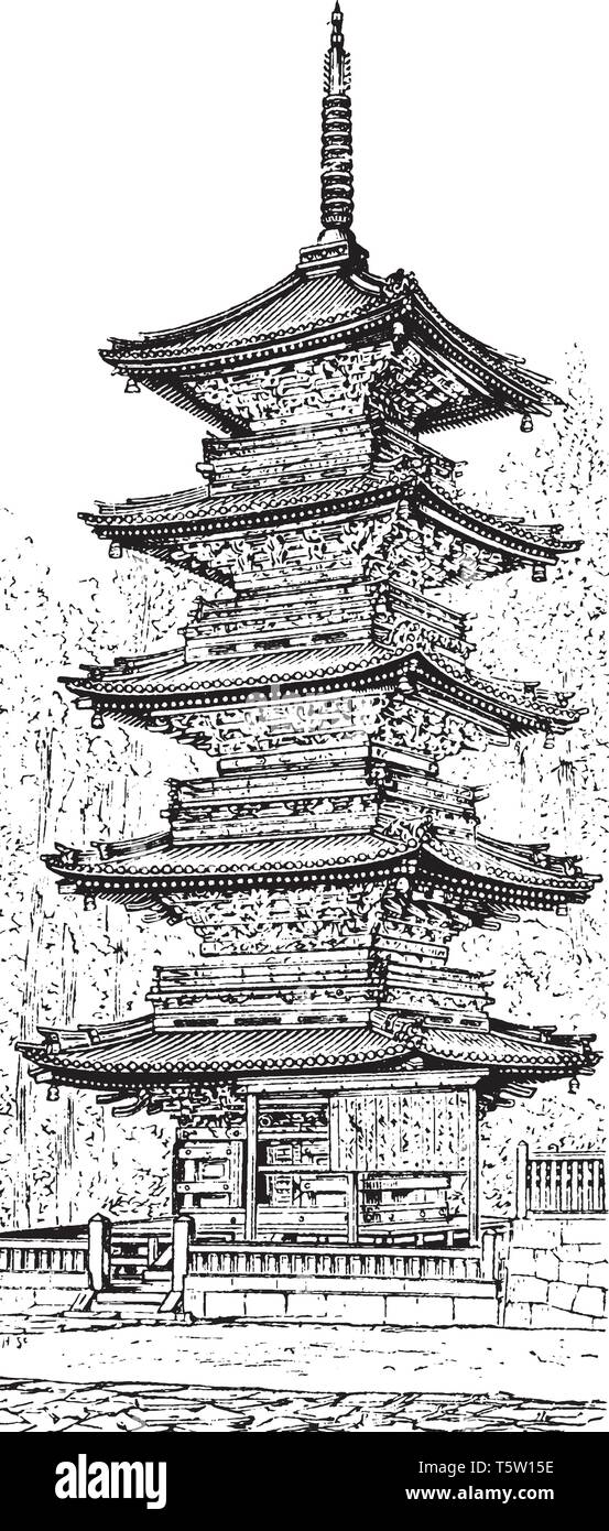 Pagoda Line Drawing