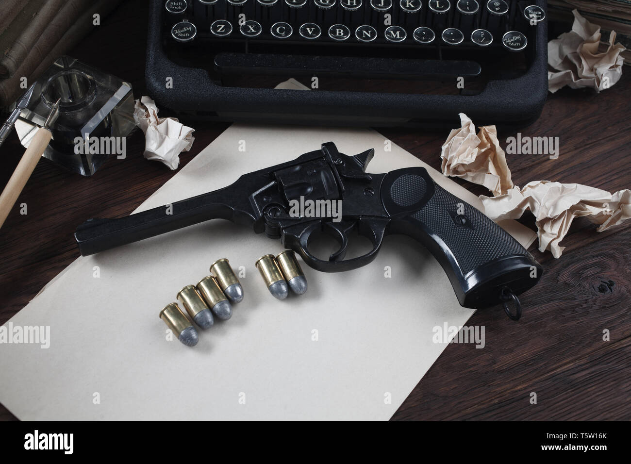 Writing a crime fiction story - old retro vintage typewriter and ...