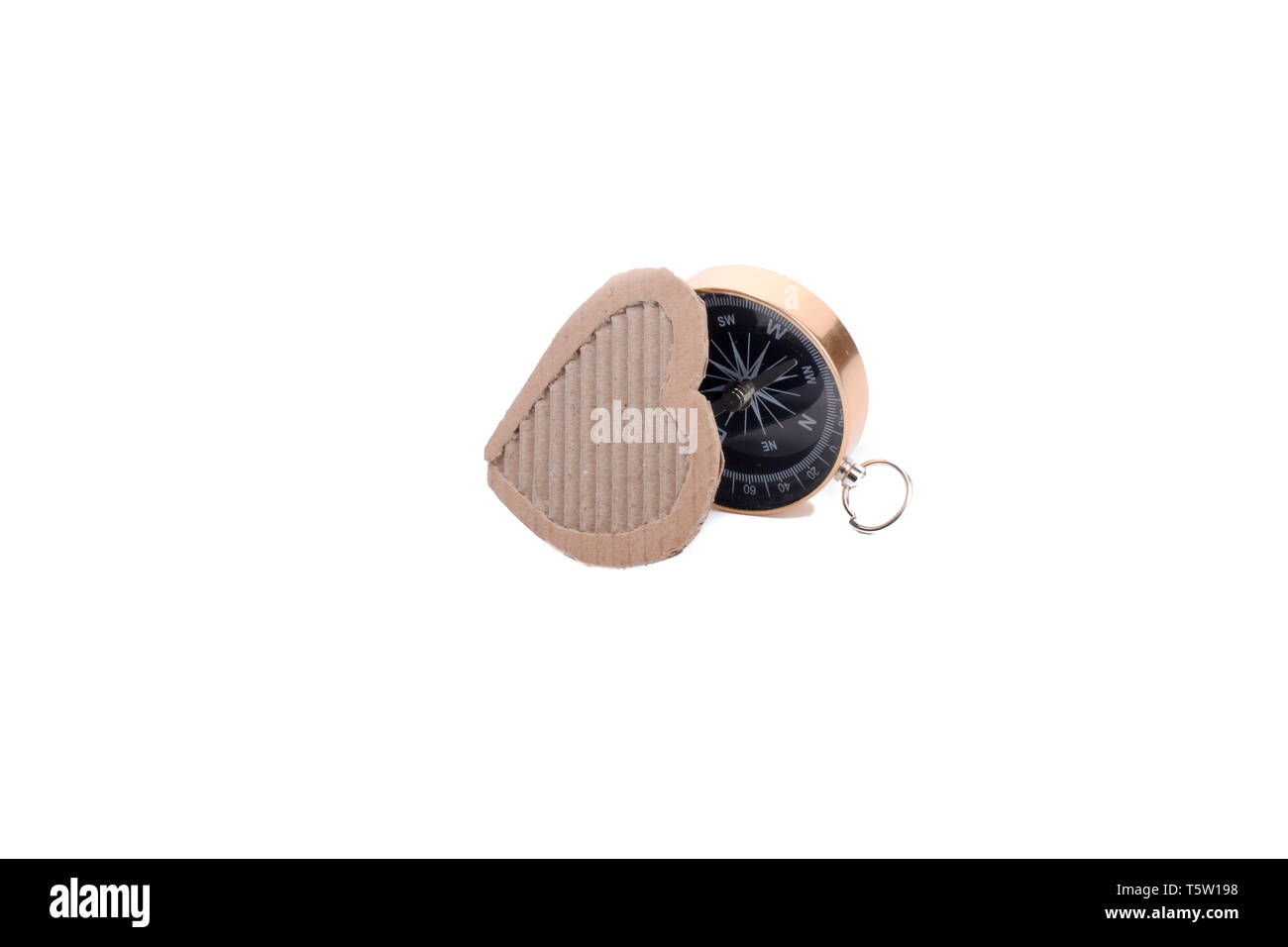 heart shape paper and compass on a white background Stock Photo - Alamy