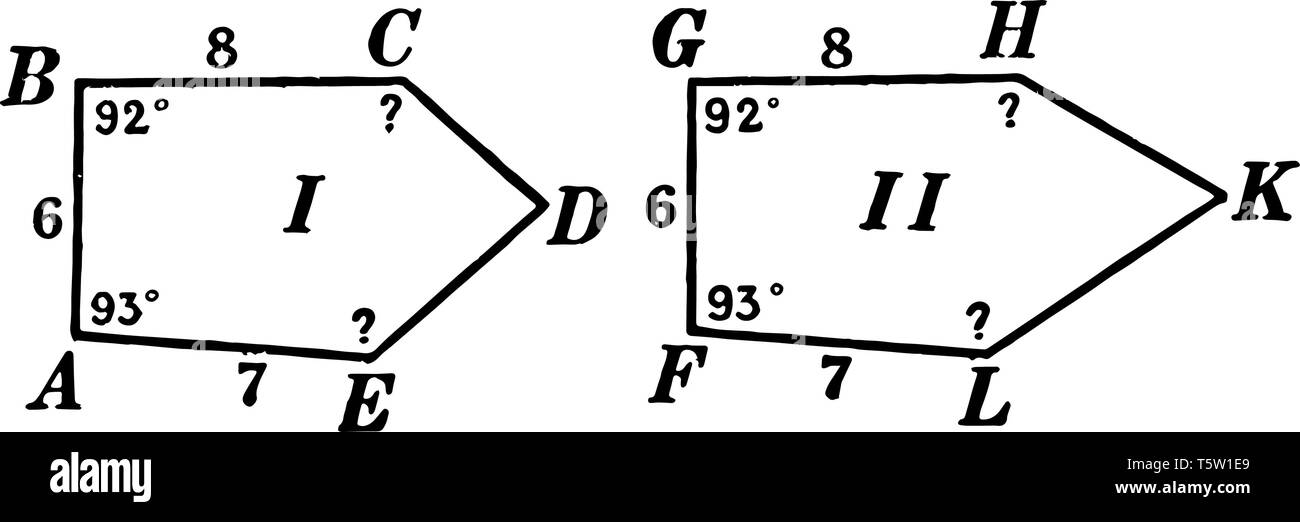 The image shows two congruent pentagons ABCDE and FGHKL. Those are the ...