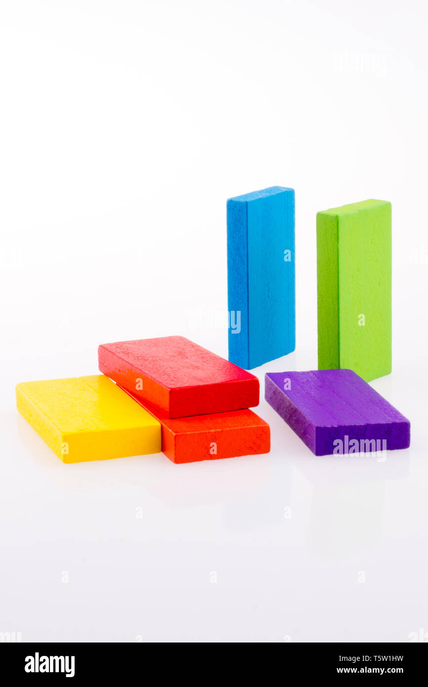 multi color domino on white background Stock Photo - Alamy