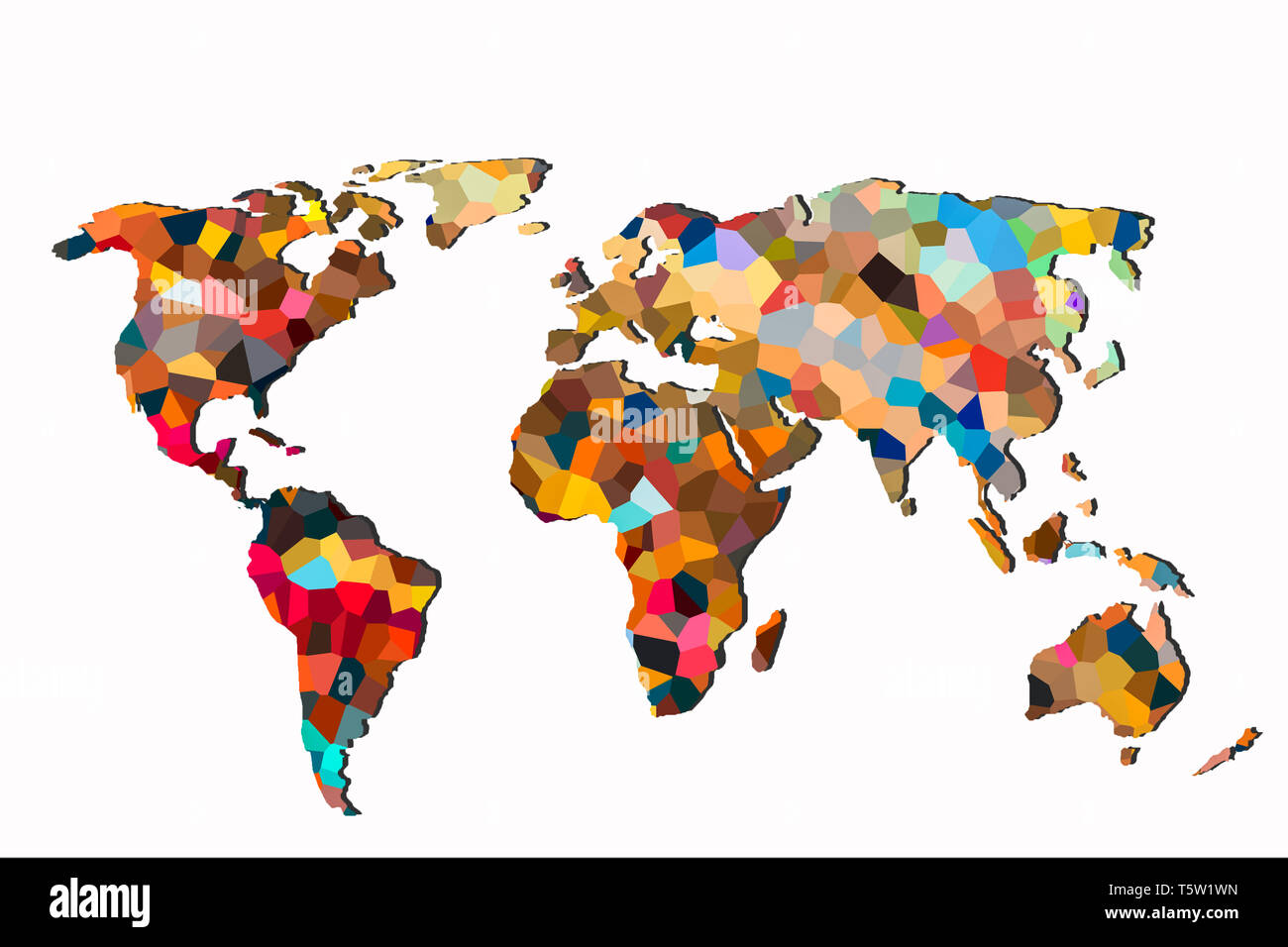 Roughly outlined world map with a colorful background patterns Stock ...