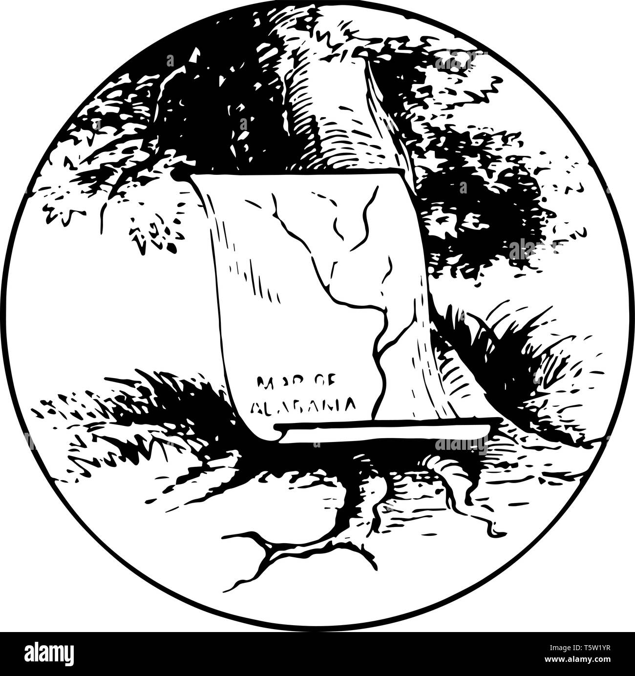 State seal of Alabama designed in 1817 vintage line drawing Stock ...