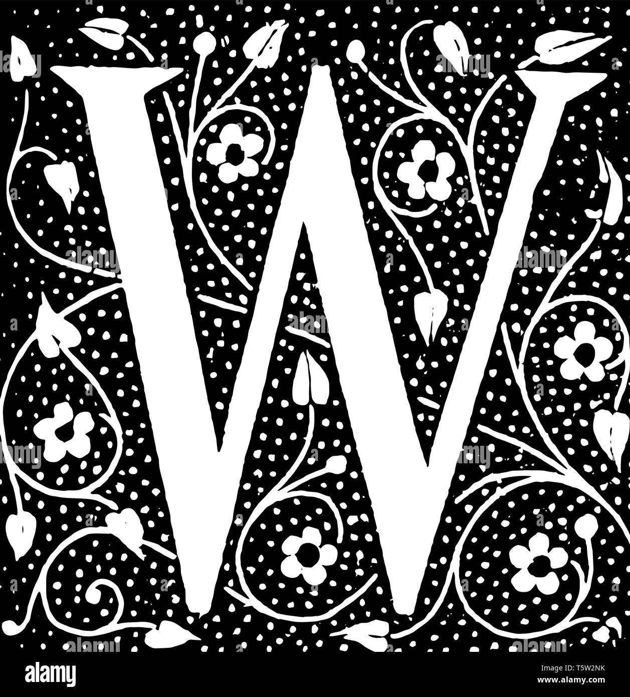 This picture shows the capital letter W. Across the letter there is ...