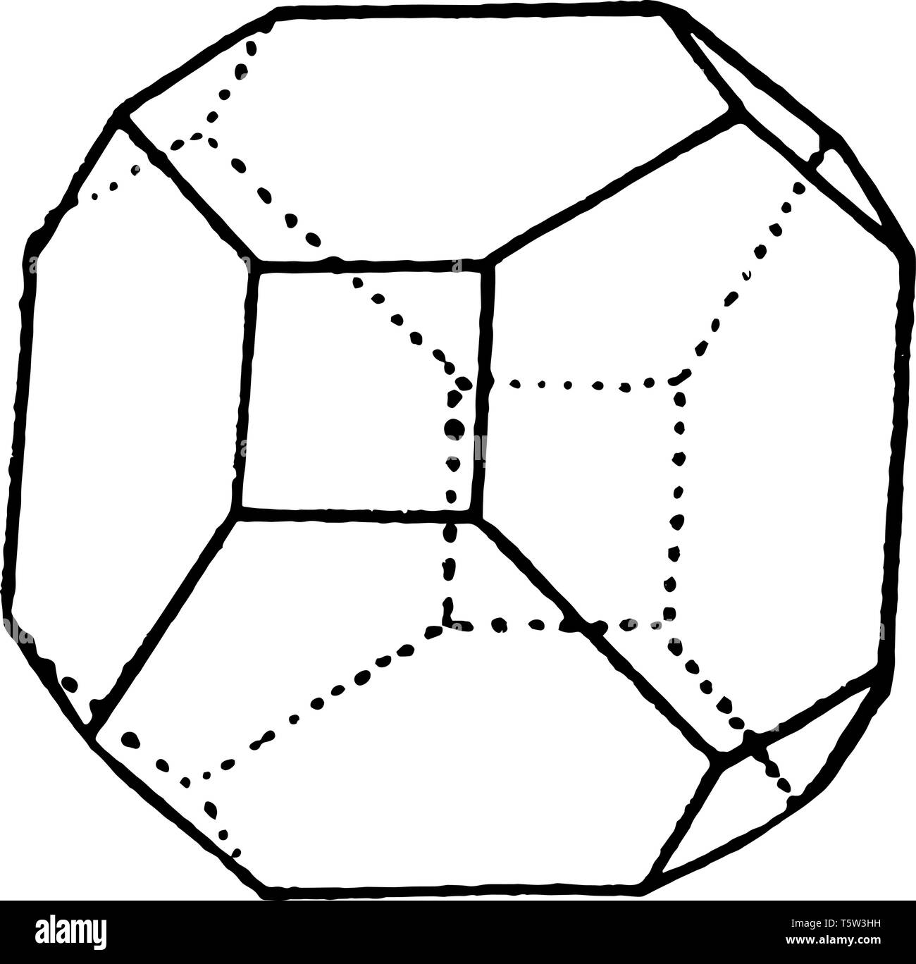 The combination of a hexahedron and shows an octahedron, vintage line ...