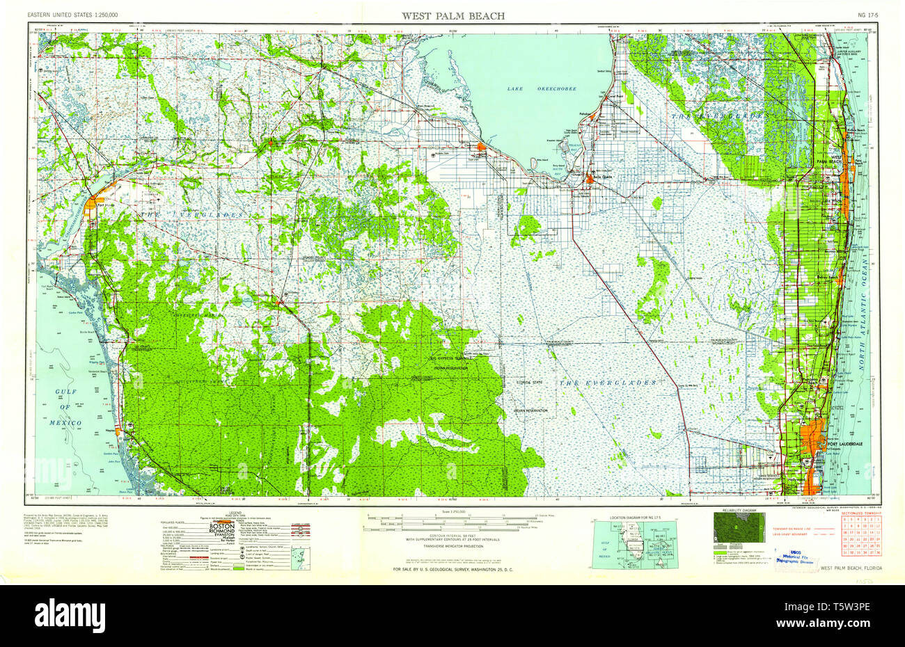USGS TOPO Map Florida FL West Palm Beach 349058 1958 250000 Restoration ...