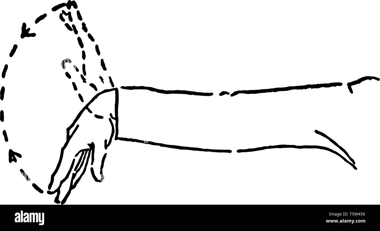 Squad swing the hand up and down from the wrist, vintage line drawing ...
