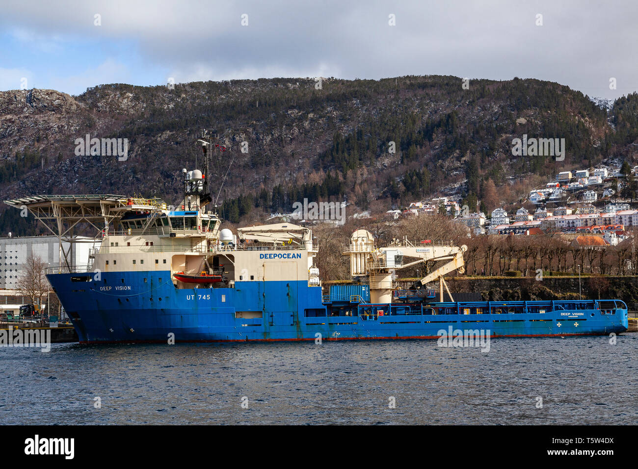Offshore subsea IMR and survey vessel Deep Vision in the port of Bergen ...