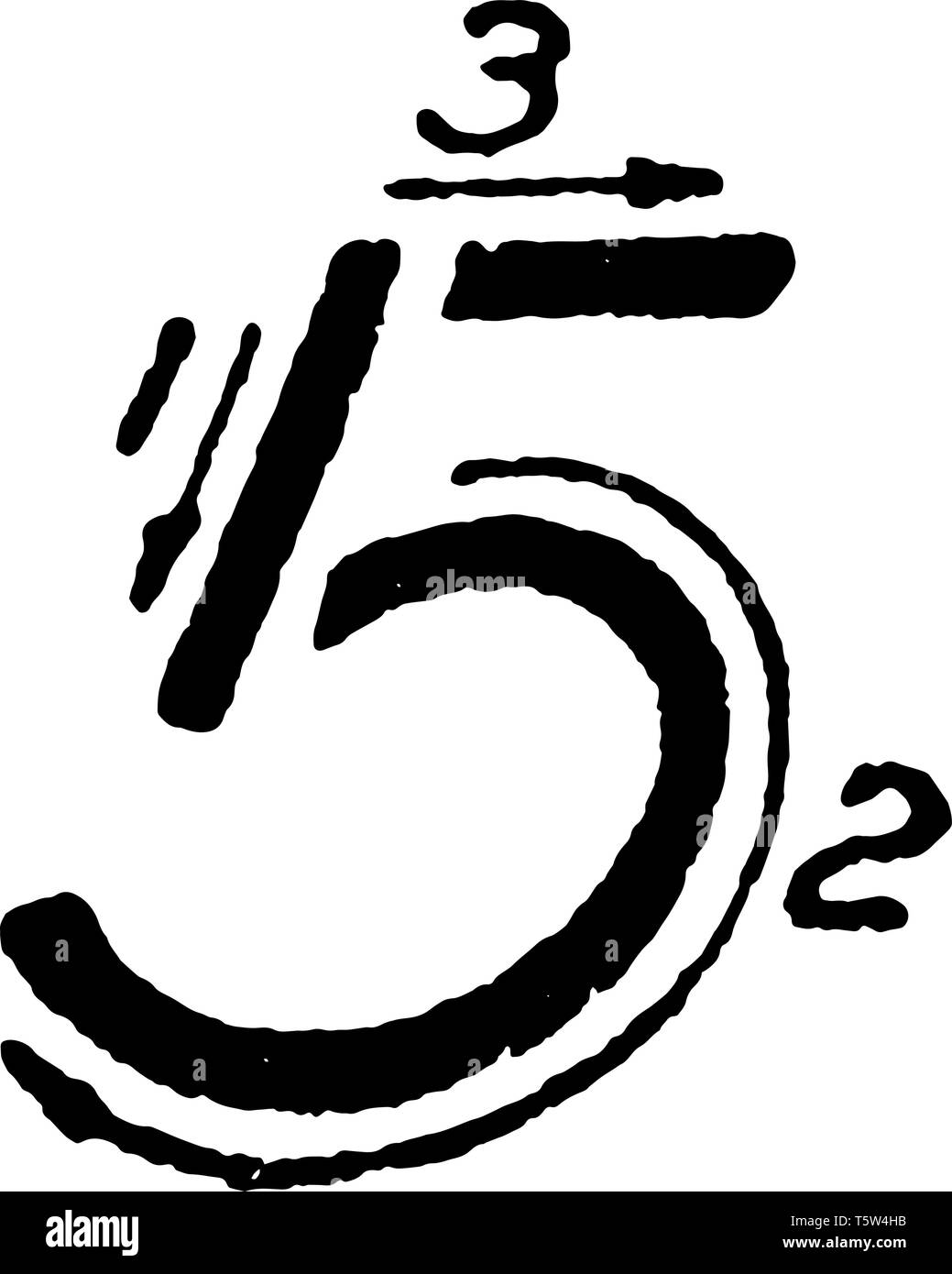 This is an image of how to write the inclined capital number 5 using ...