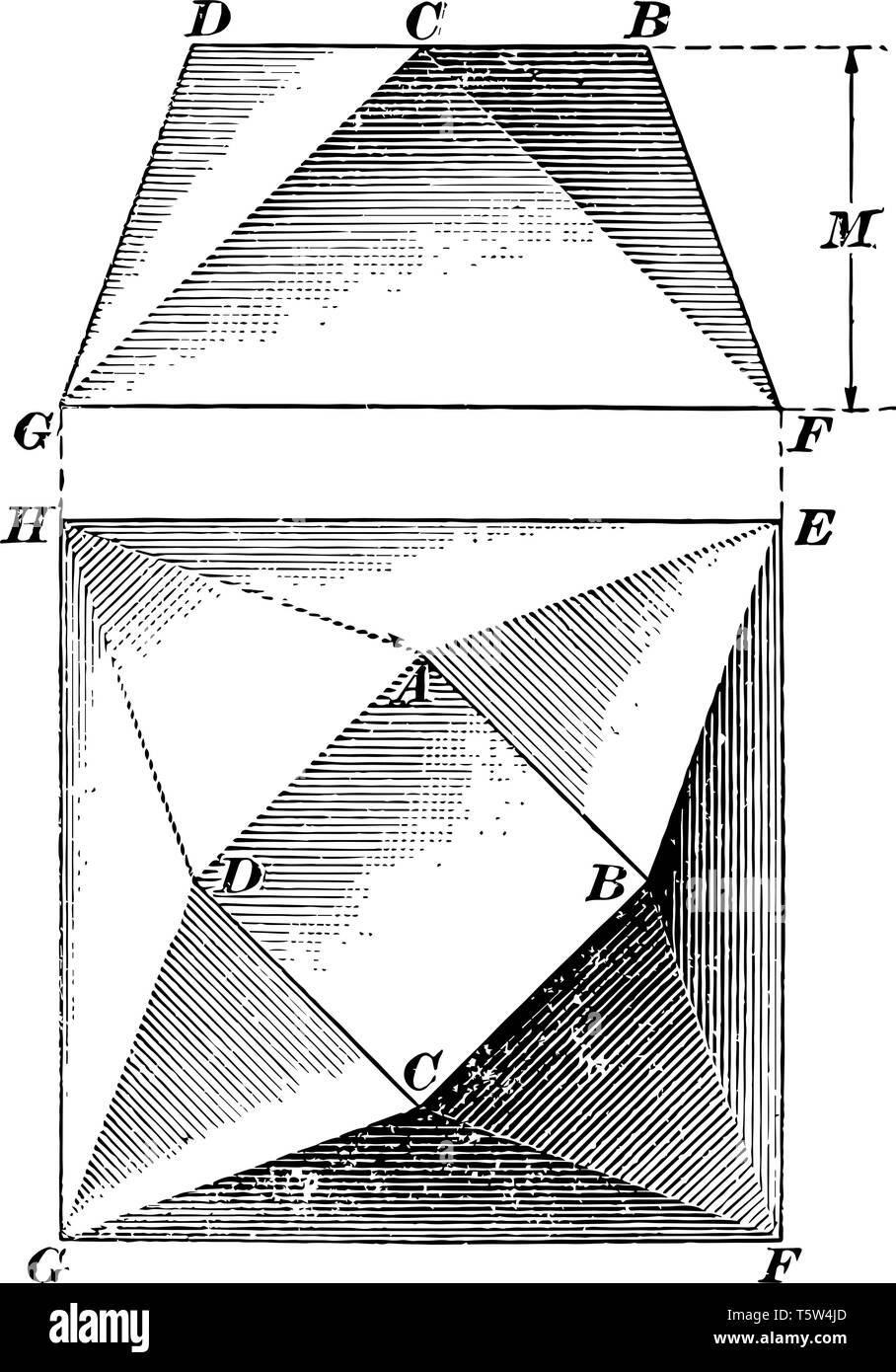 Illustration of an irregular solid shape formed by triangular surfaces ...