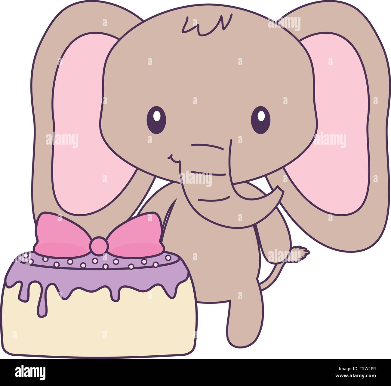cute elephant animal with cake of birthday vector illustration design ...