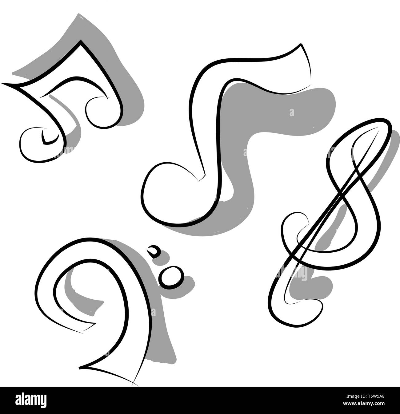 Musical notes doodle vector or color illustration Stock Vector Image ...