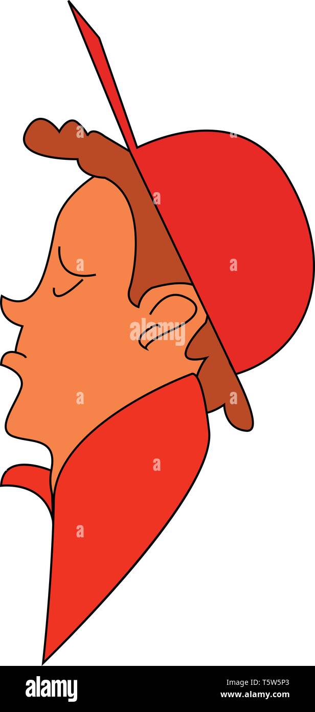 Boy with red head cap vector or color illustration Stock Vector Image ...