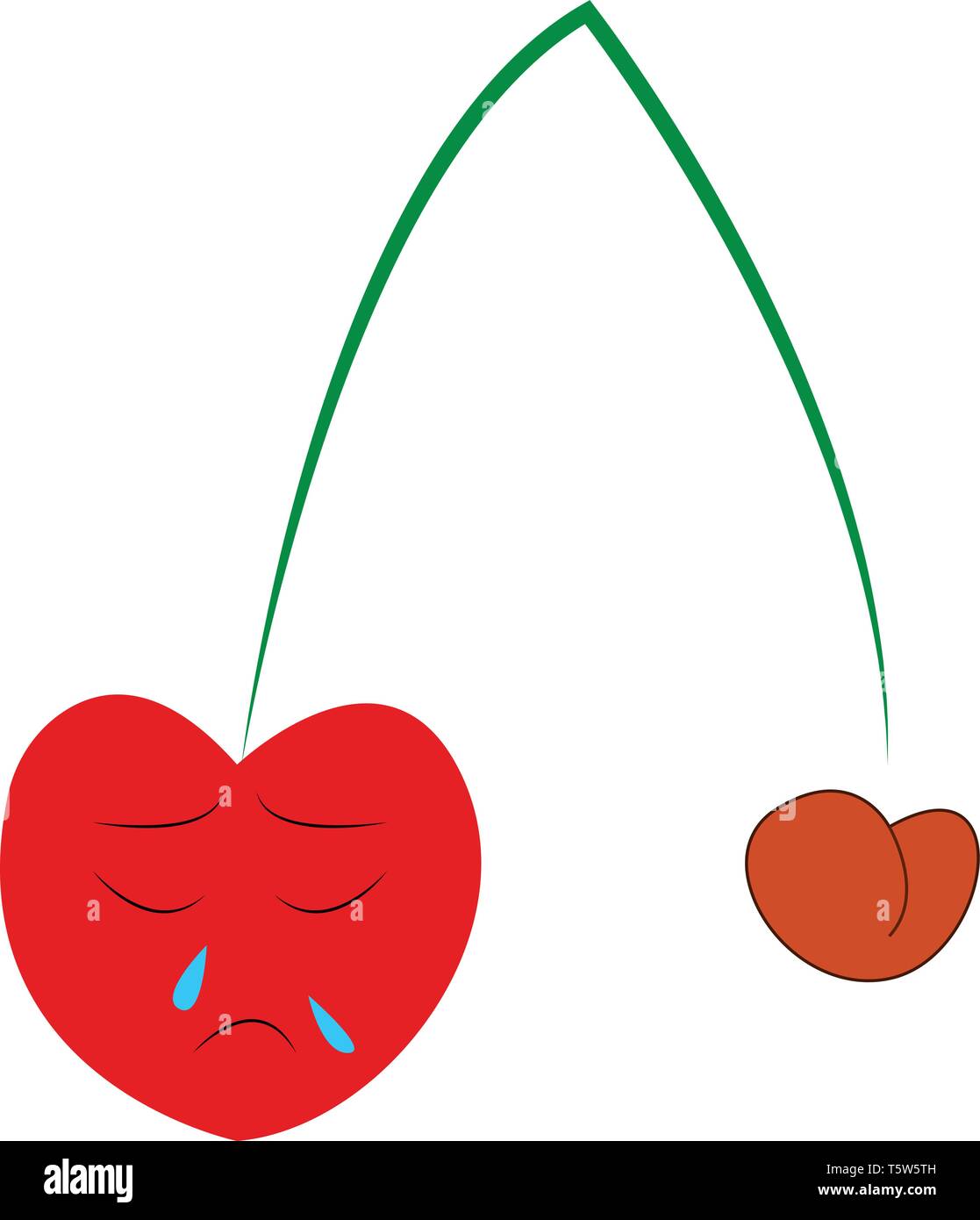 A sad red cherry fruit vector or color illustration Stock Vector Image ...