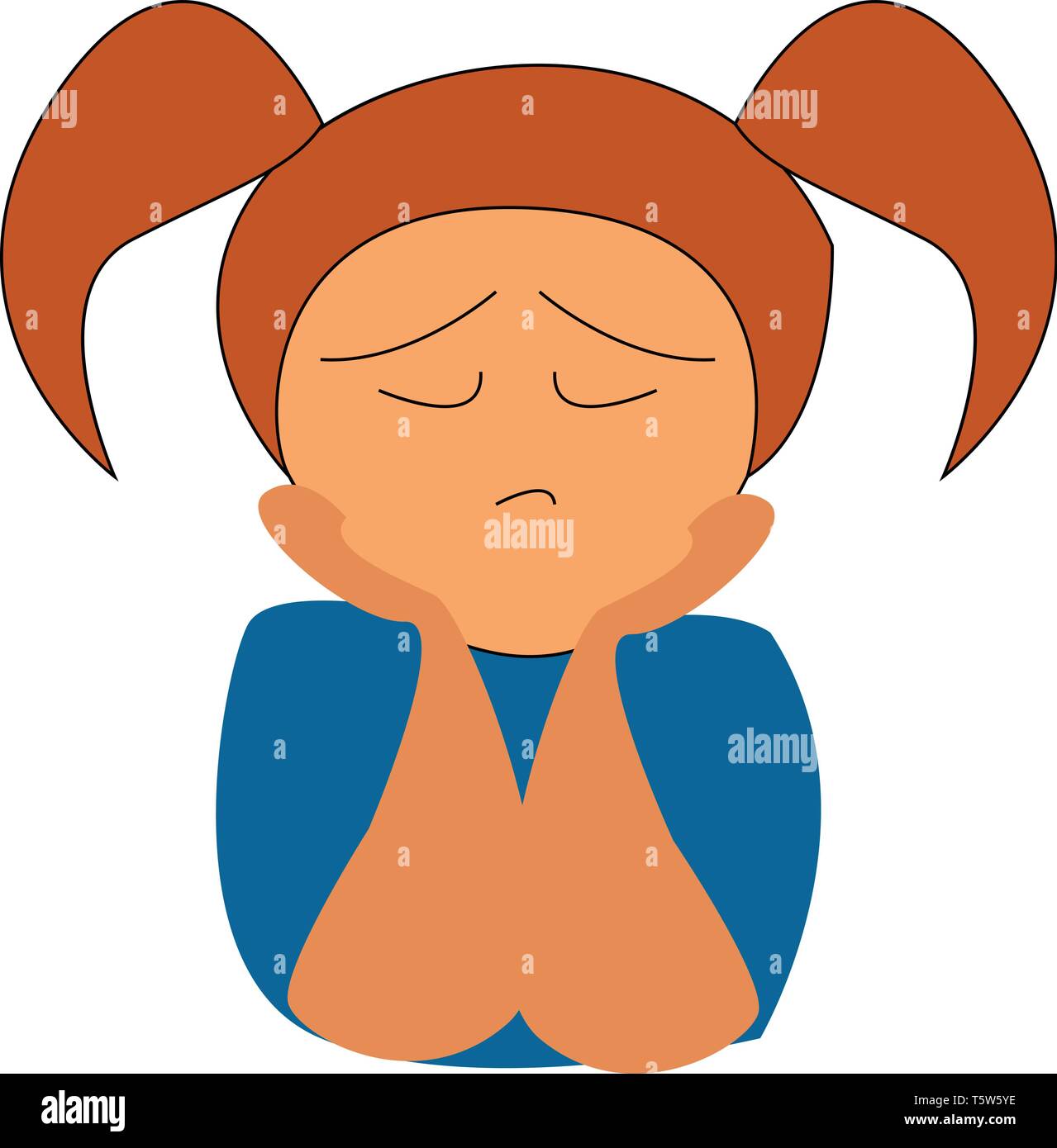 Young girl is thinking vector or color illustration Stock Vector Image ...