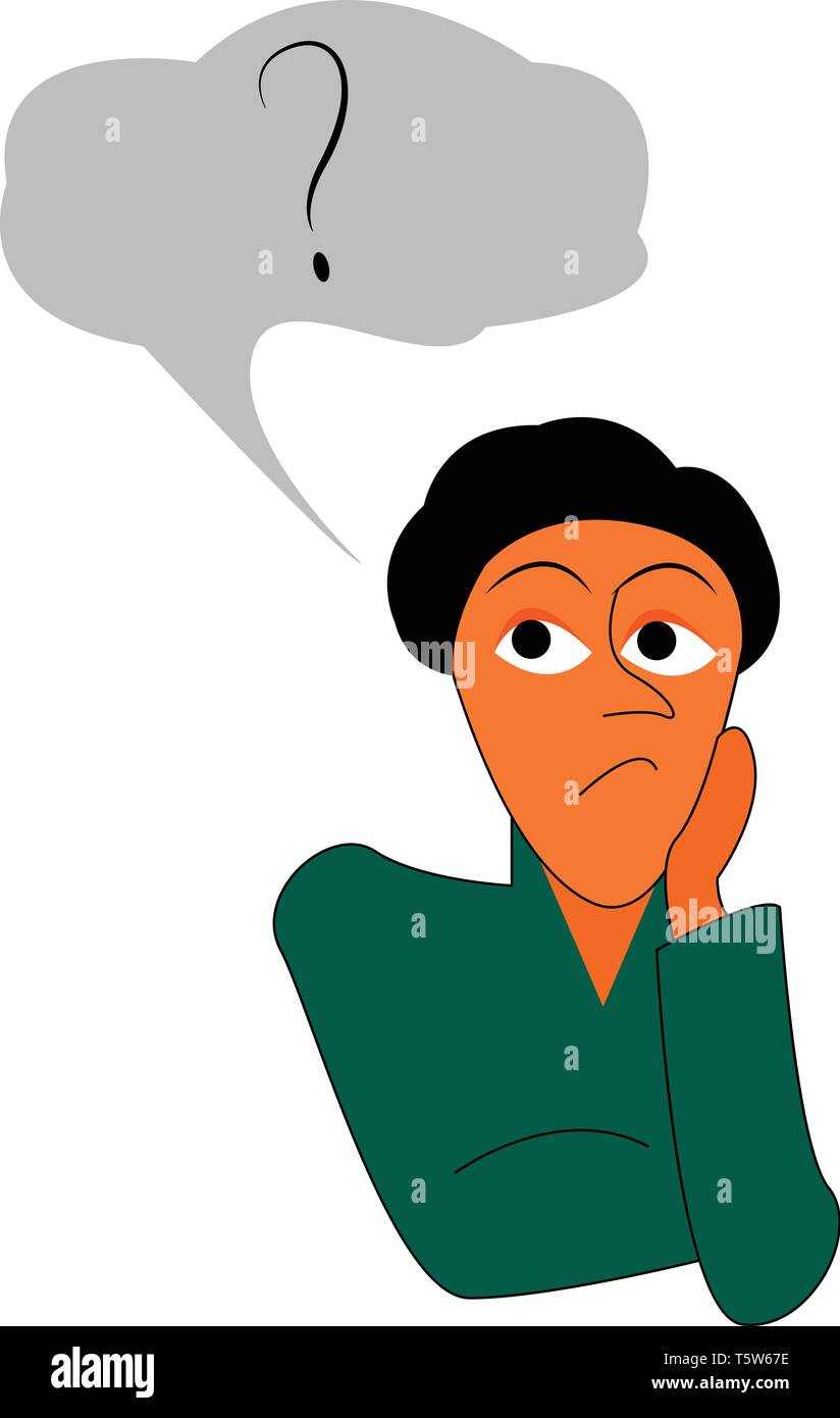 Young man is thinking vector or color illustration Stock Vector Image ...