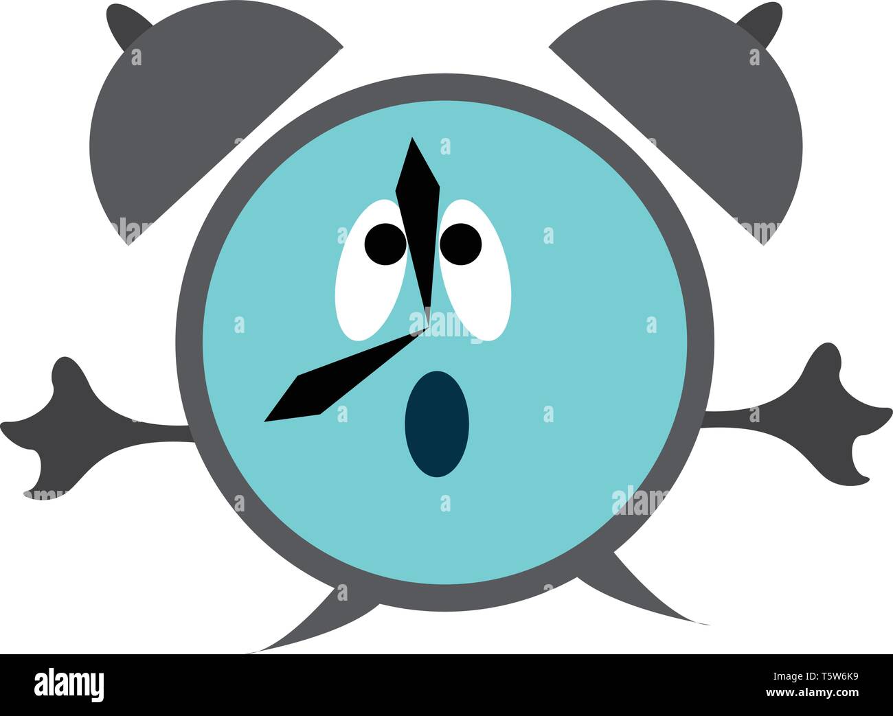 A brown and gray colored alarm clock, vector, color drawing or ...