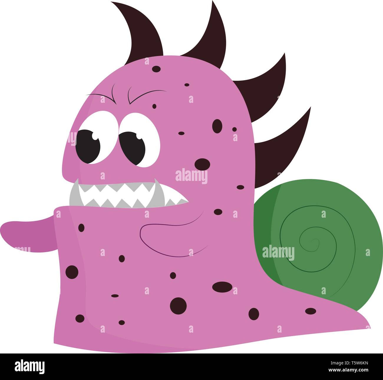 An angry purple snail like monster with sharp razor teeth and dorsal ...