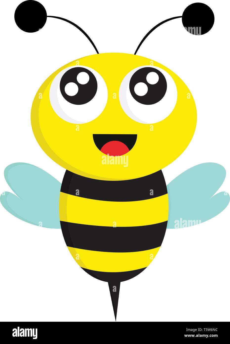 A Dancing Bee in yellow and black with sky-blue wings, vector, color ...
