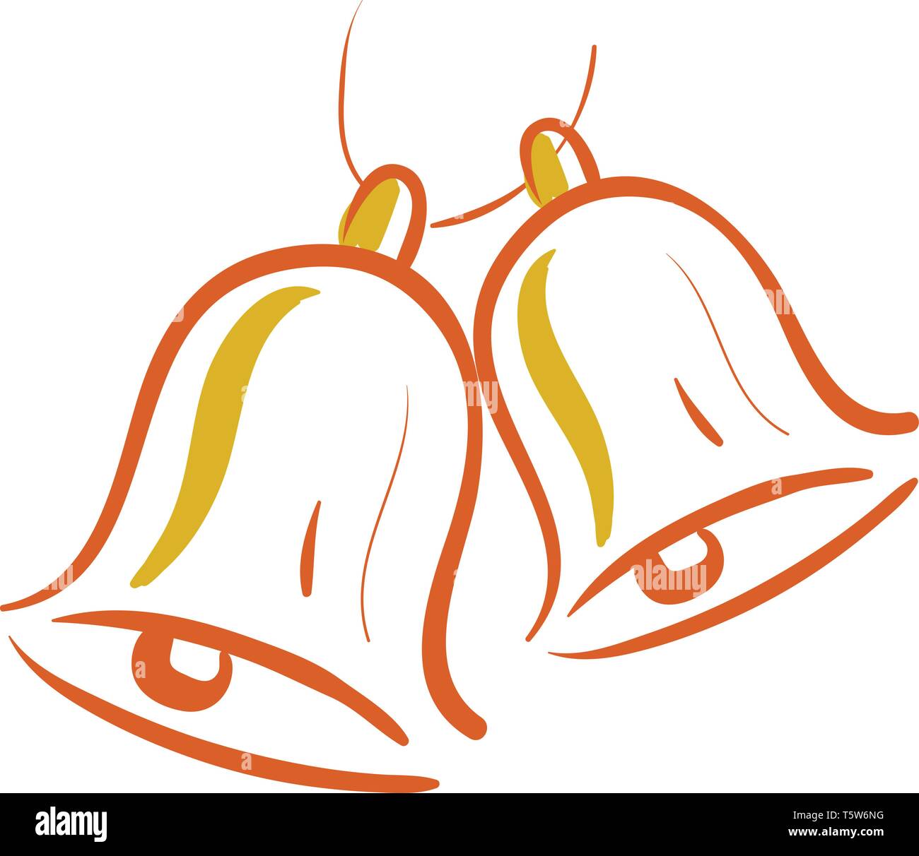 Two orange colored bell that looks like two human eyes, cartoon, vector ...