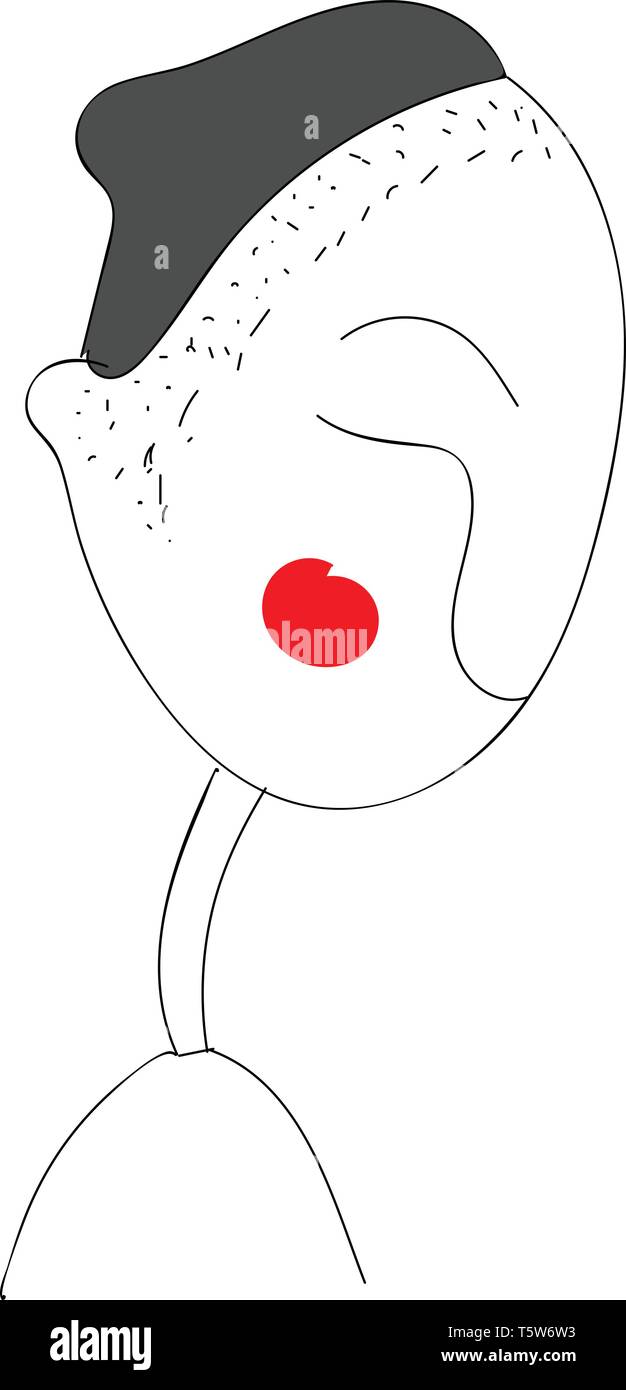 A boy with a gray hat and a red cheeks, cartoon, vector, color drawing ...