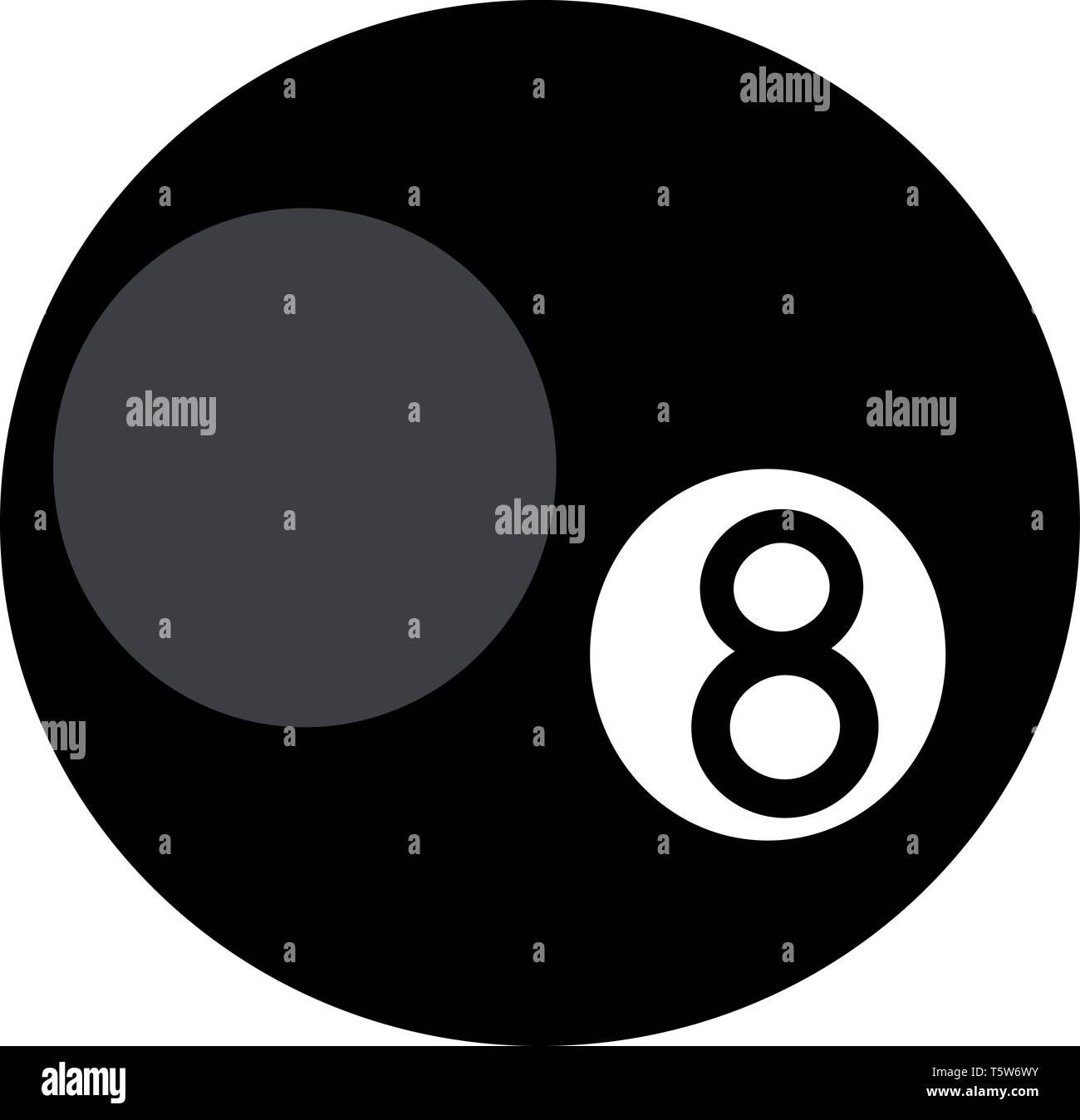 A black circular billiard ball with the number eight on it vector color ...