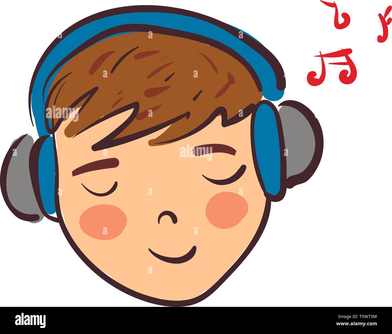 Listen to music eyes closed Stock Vector Images - Alamy