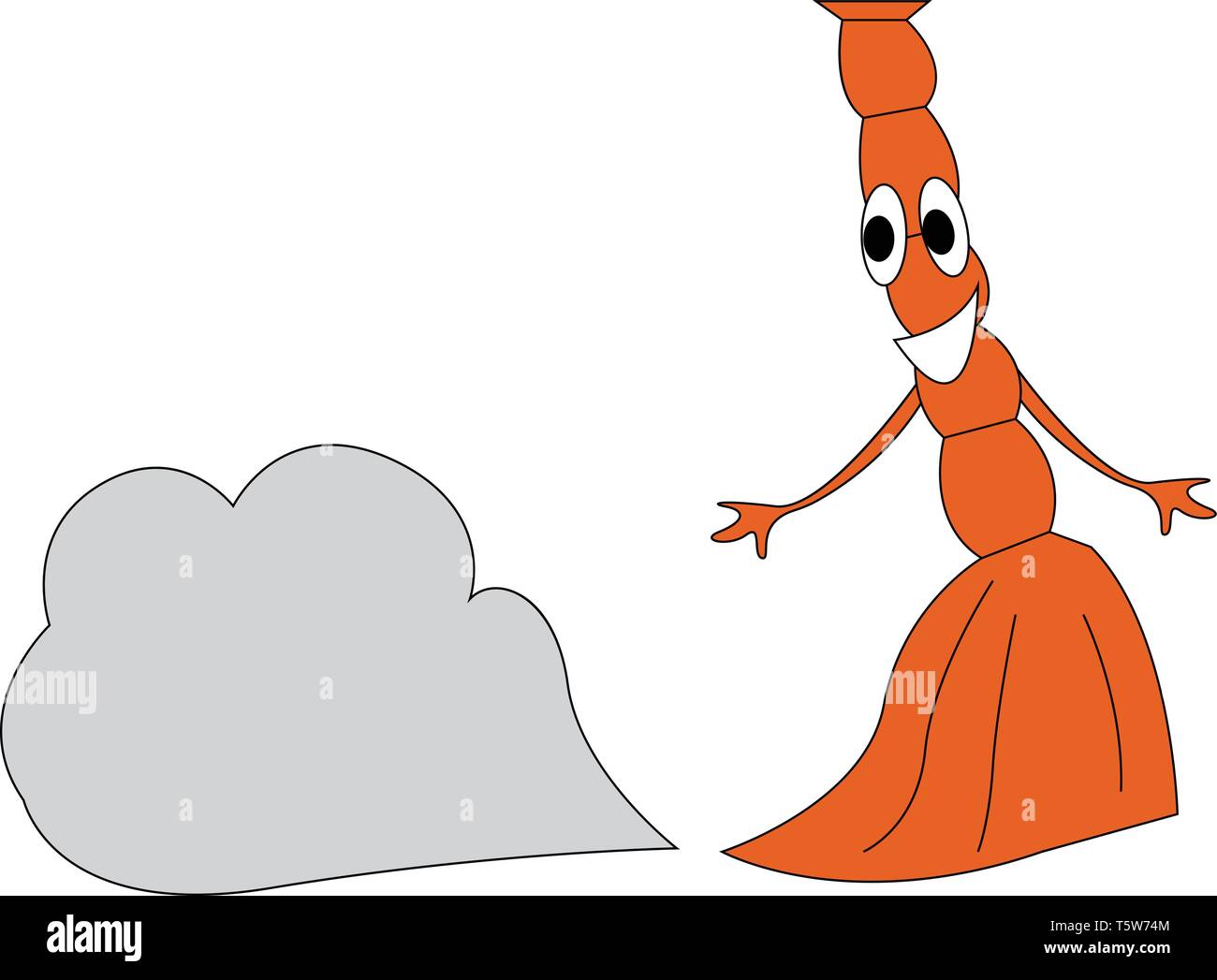 A dancing brown broom with hands and a smiley face is sweeping away ...