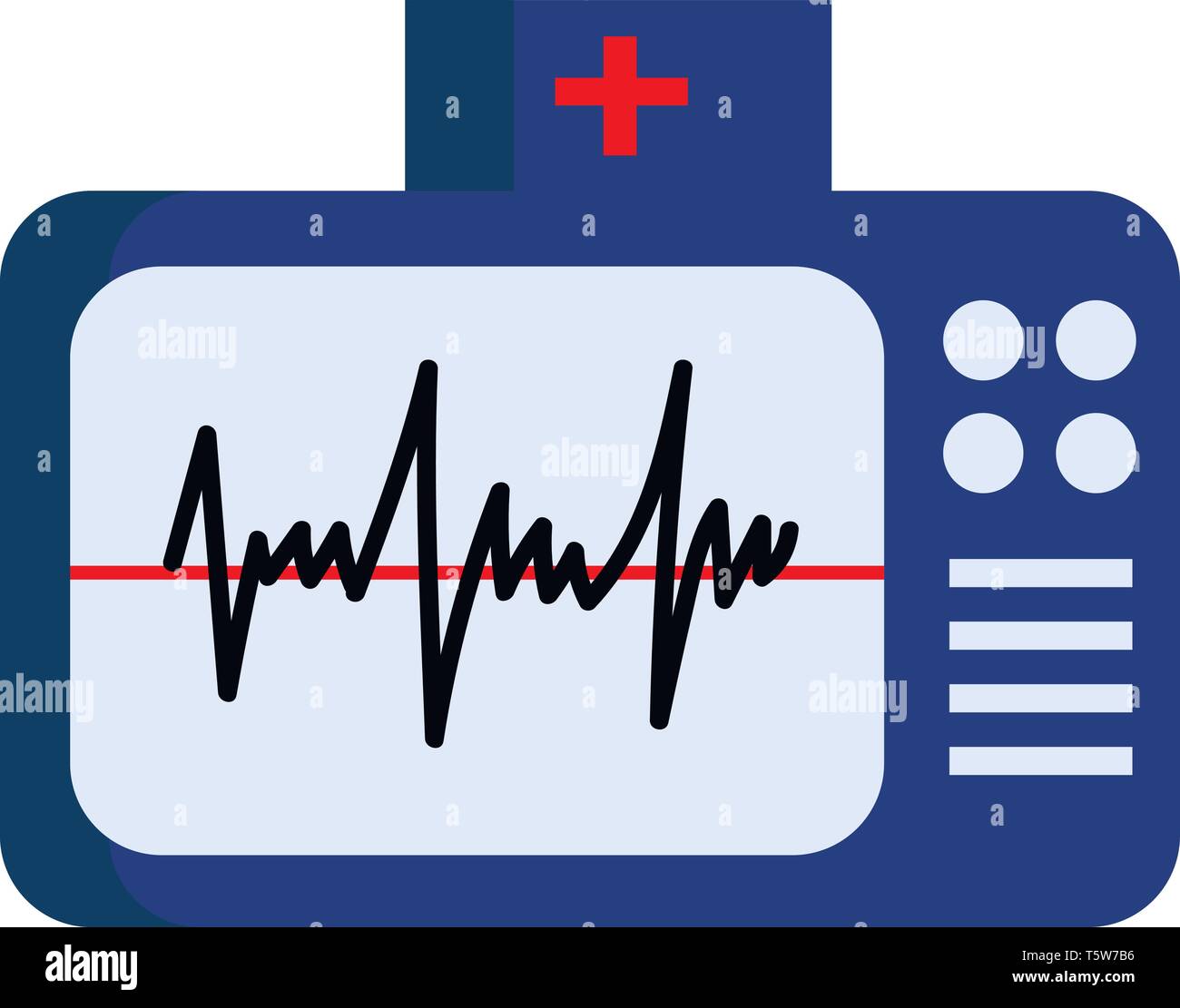 Blue Color Electrocardiogram With Buttons On The Side Depicting Ecg Waves Vector Color Drawing