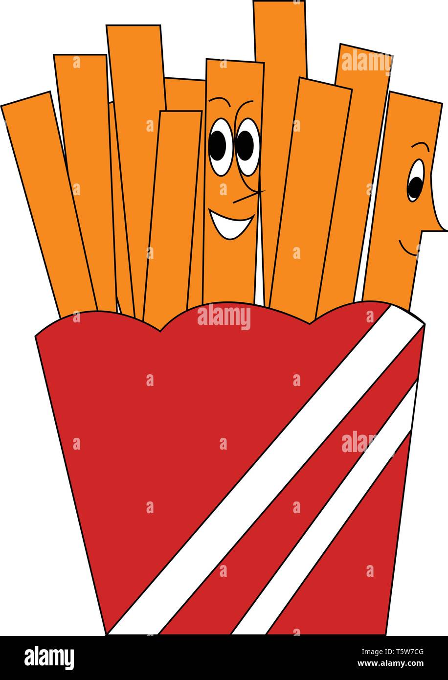 A red box of deep fried golden french fries vector color drawing or ...