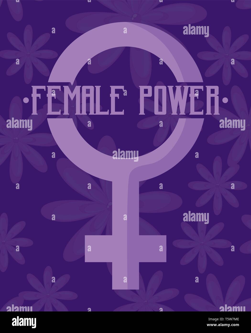 female power celebration card with gender female symbol vector ...