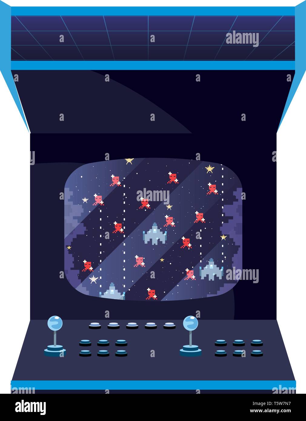 arcade machine aliens ufo video game retro background vector ...