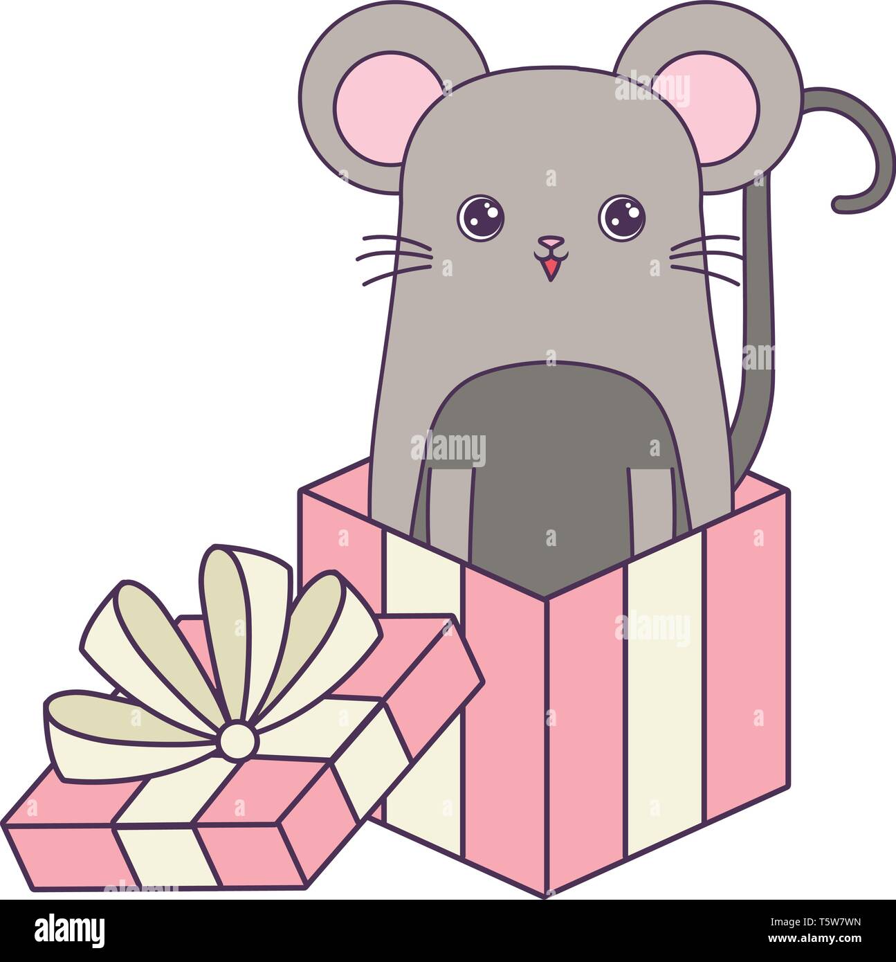 cute mouse animal in gift box vector illustration design Stock Vector ...