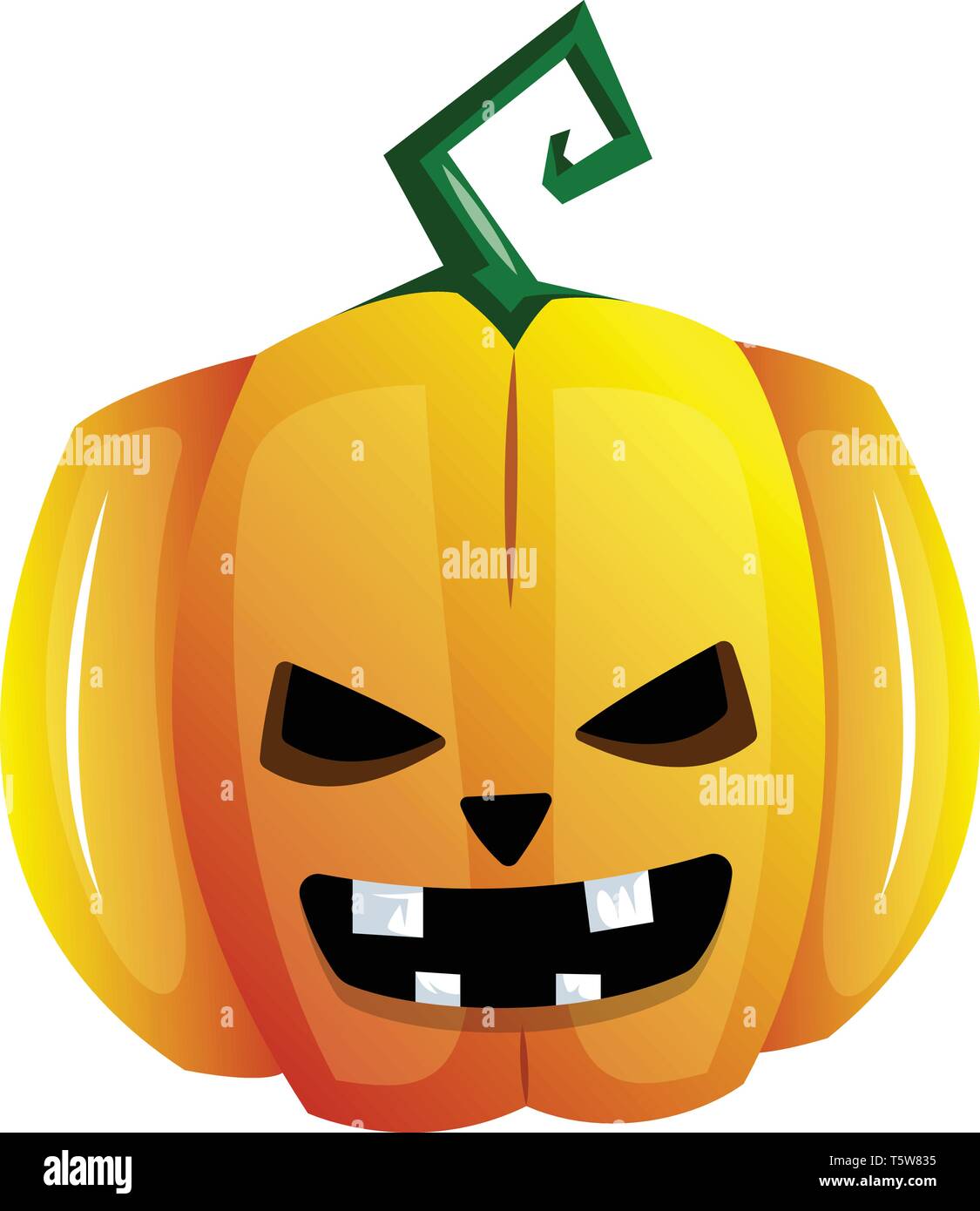 Evil smilling yellow cartoon pumpkin vector illustration on white ...