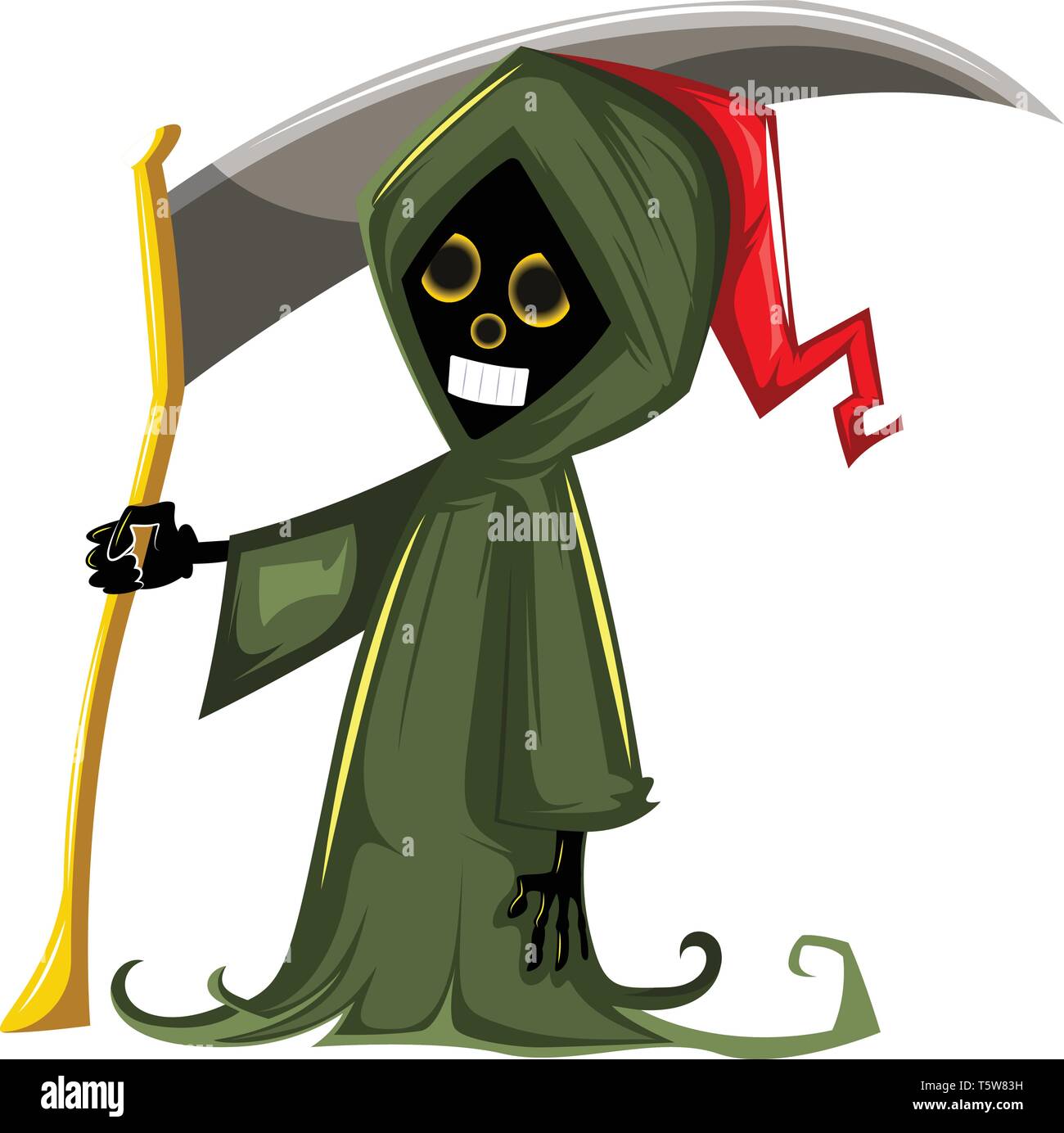 Grim reaper in green suit vector illsutration on white background Stock ...