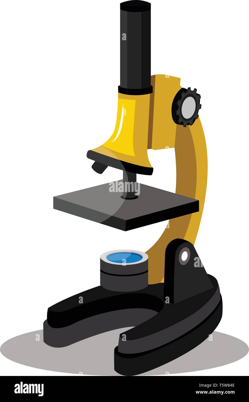 Science yellow microscope vector illustration on white background Stock ...