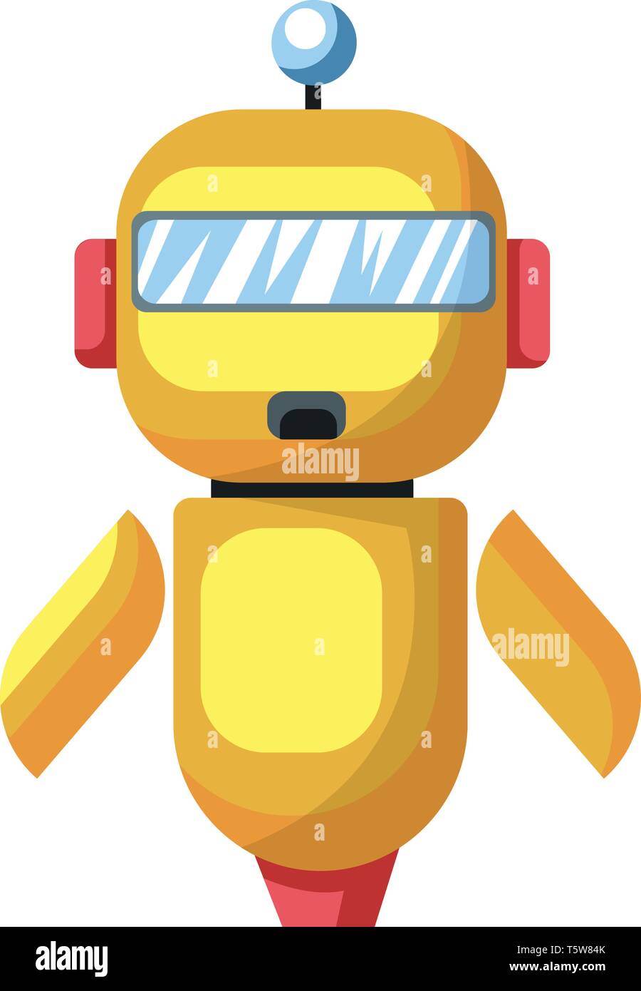 Yellow cartoon robot vector illustration on white background Stock ...