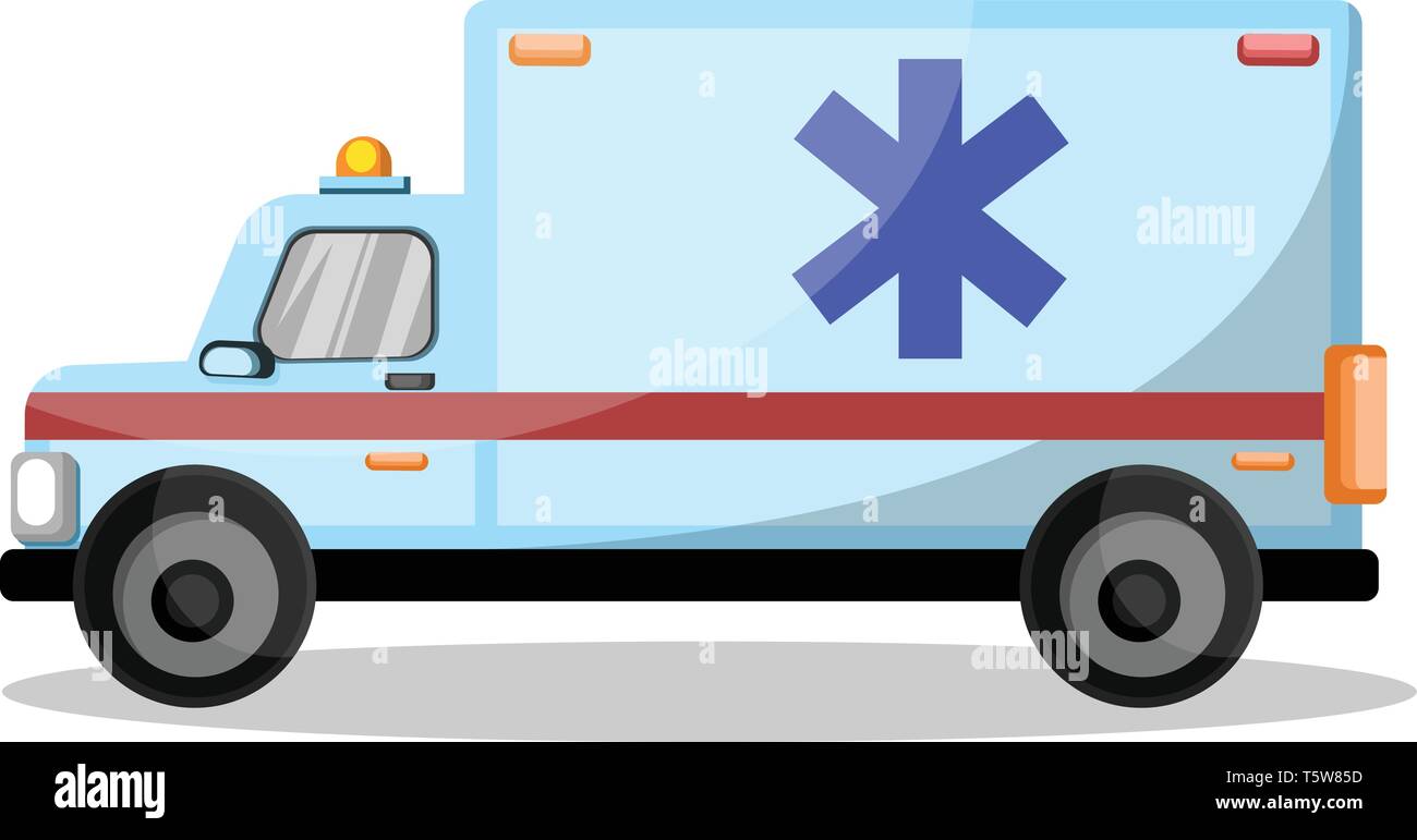 Cartoon style ambulance vehicle vector illustration on white background ...