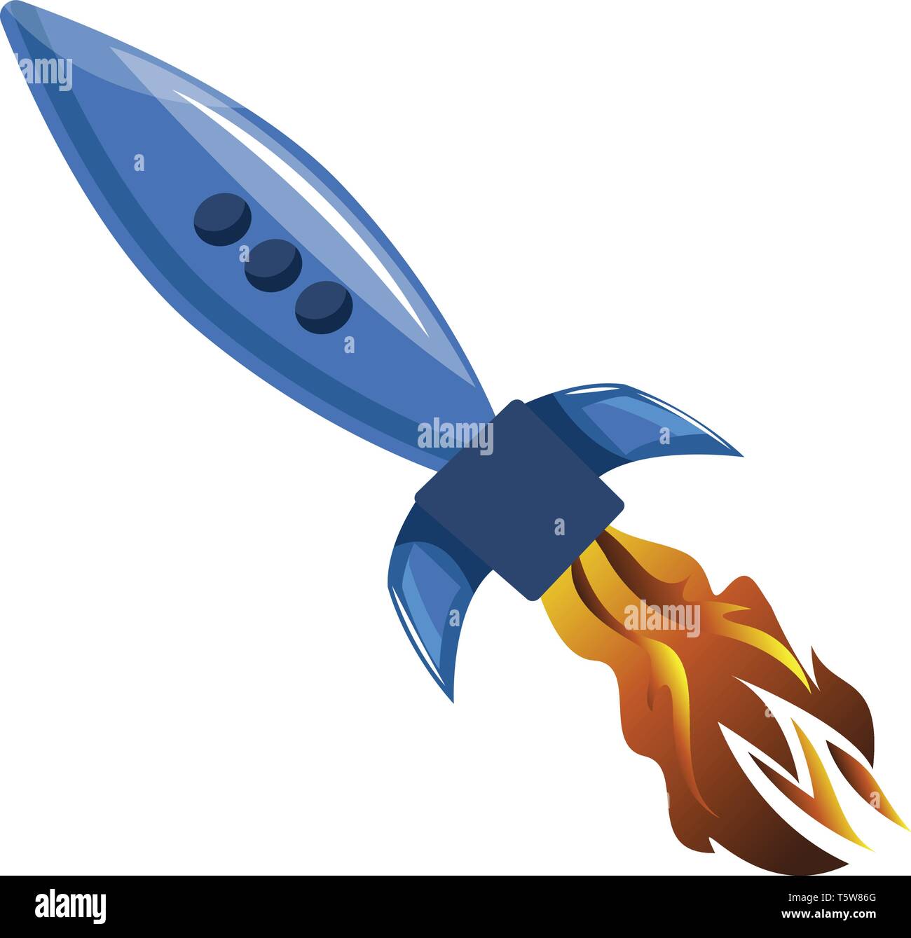 Flying blue rocket vector illustration on white background Stock Vector ...