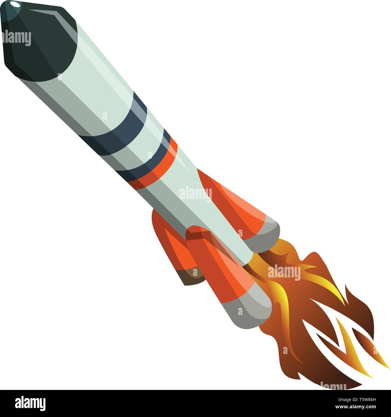 White long flying rocket vector illustration on white background Stock ...