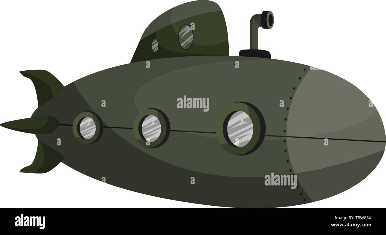 Deep green submarine vector illustration on white background Stock ...