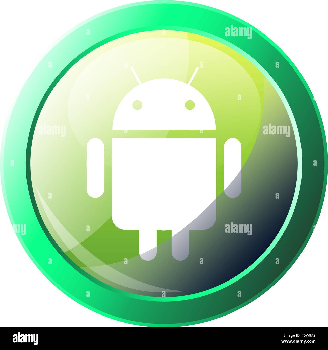 Green round Android system vector icon illustration on a white ...