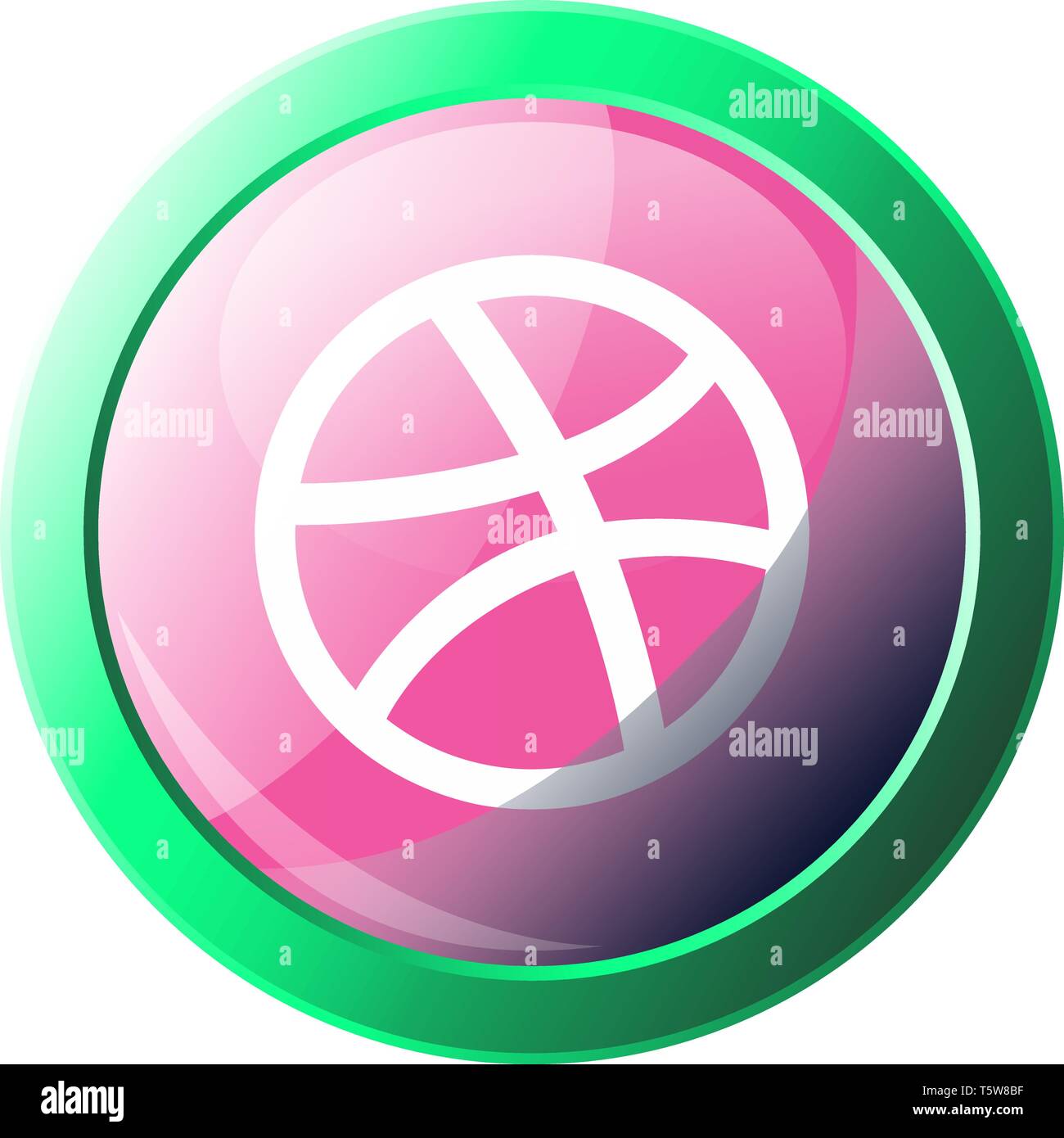 Green and pink vector icon illustration of a Dribble platform logo on a ...