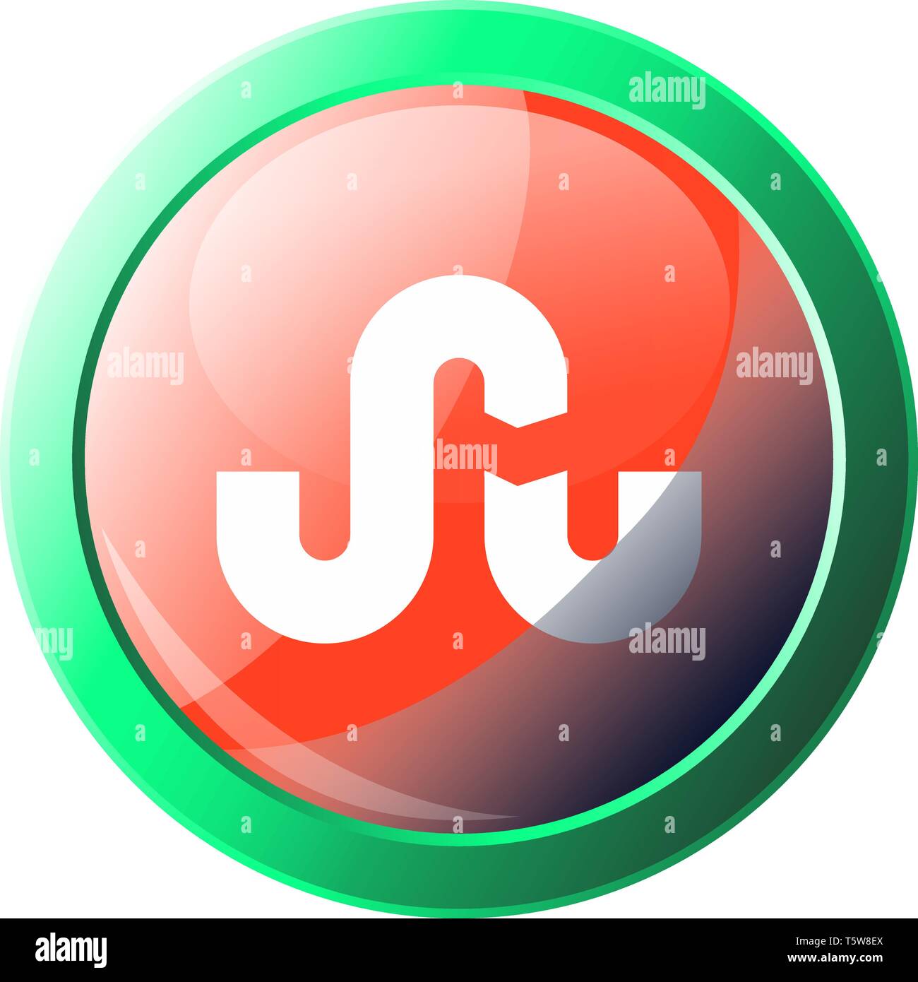 Vector icon illustration of a StumbleUpon sign with green round frame ...