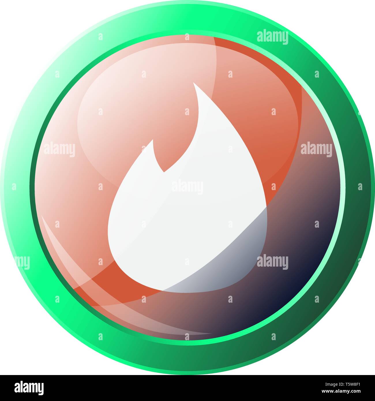 Round Tinder logo bubble with green frame vector icon illustration on a ...