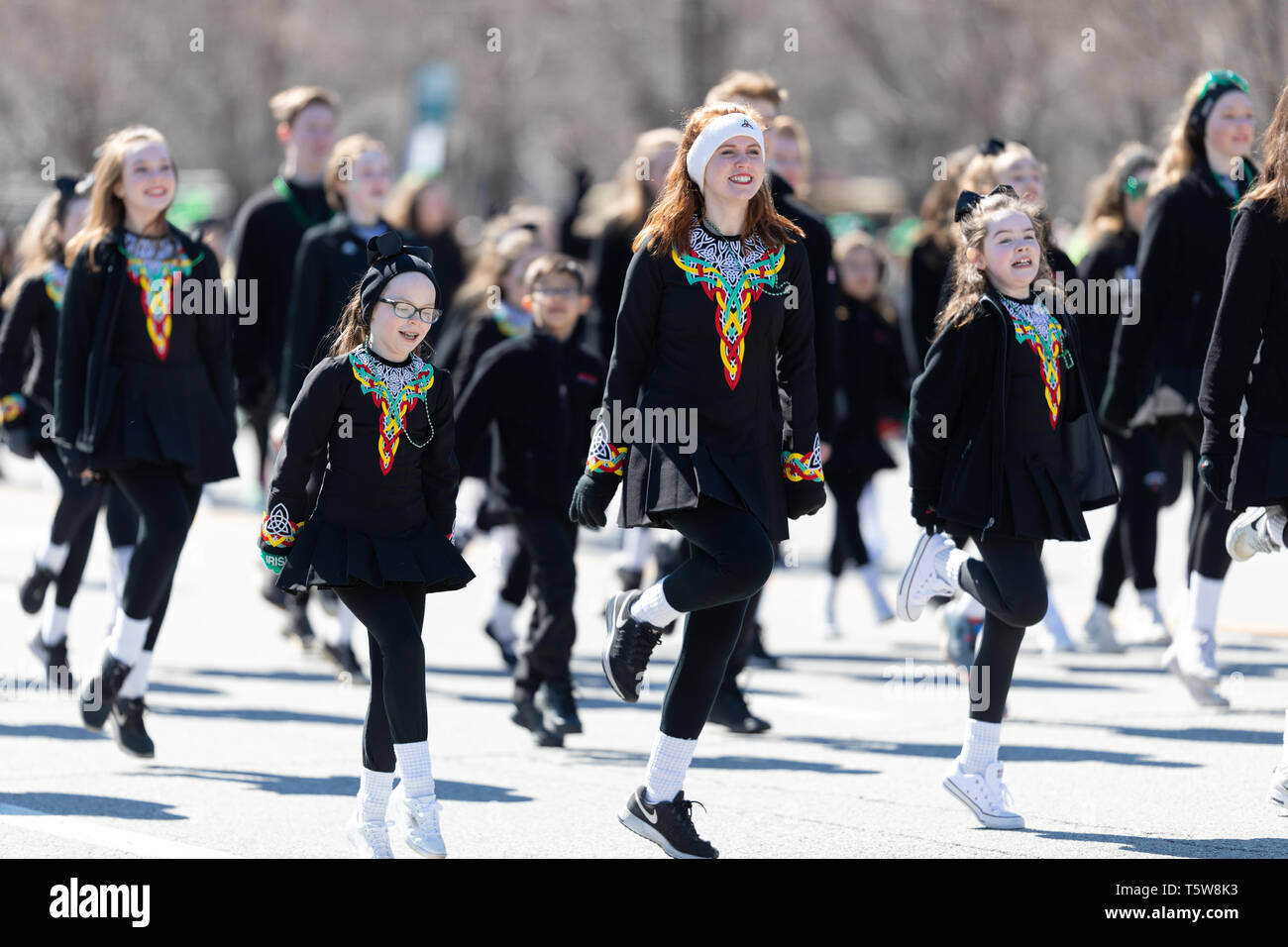 Chicago, Illinois, USA - March 16, 2019: St. Patrick's Day Parade, The ...