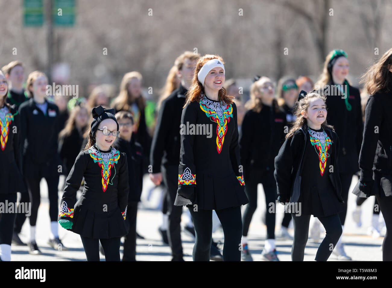 Chicago Illinois Usa March 16 2019 St Patricks Day Parade The Trinity Irish Dancers