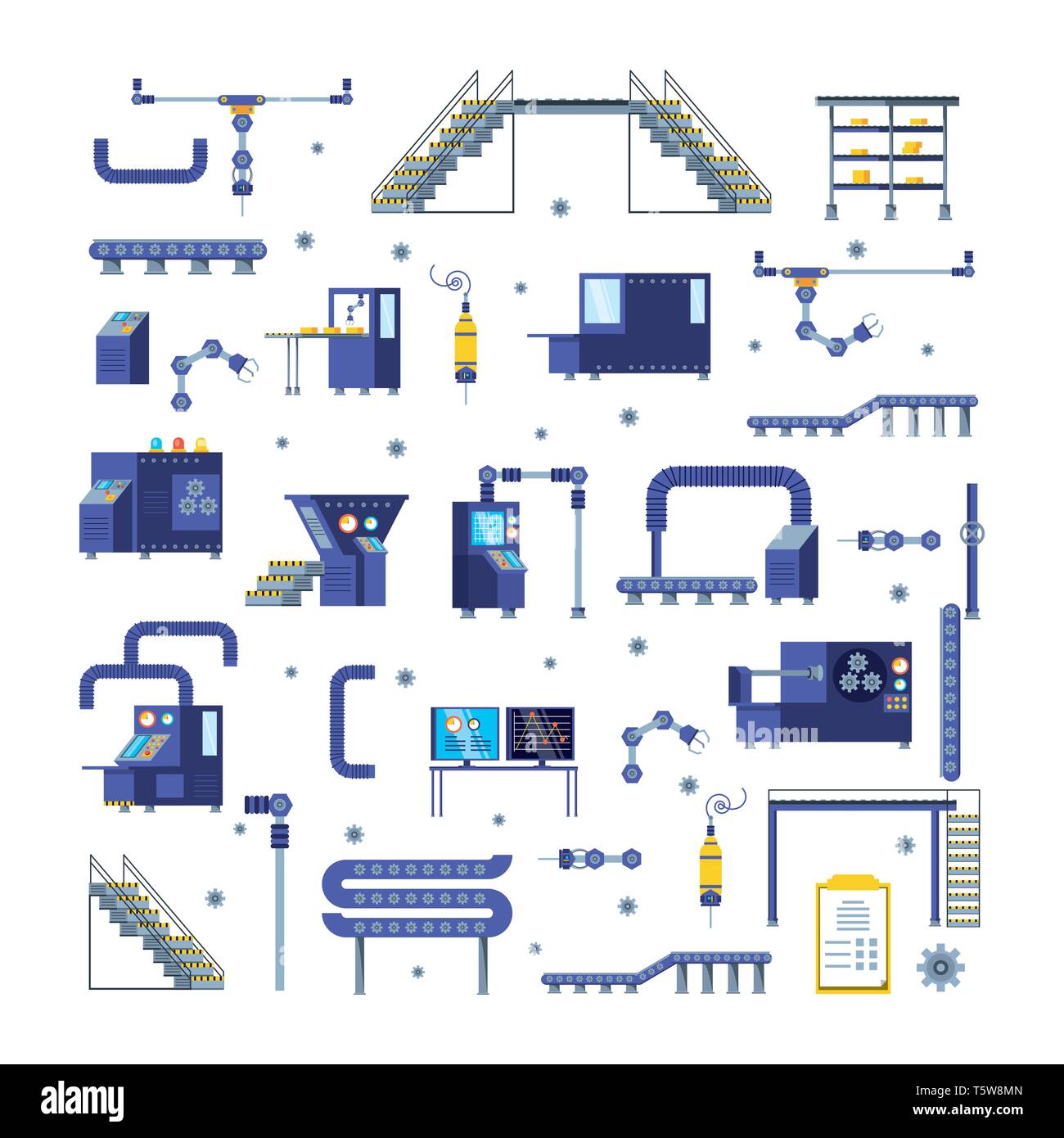 industrial factory set items vector illustration design Stock Vector ...