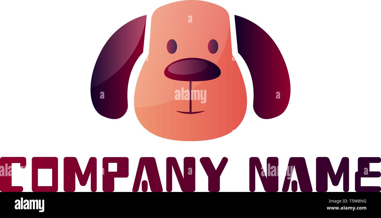 Cute dog head above blank text space logo vector illustration on a ...