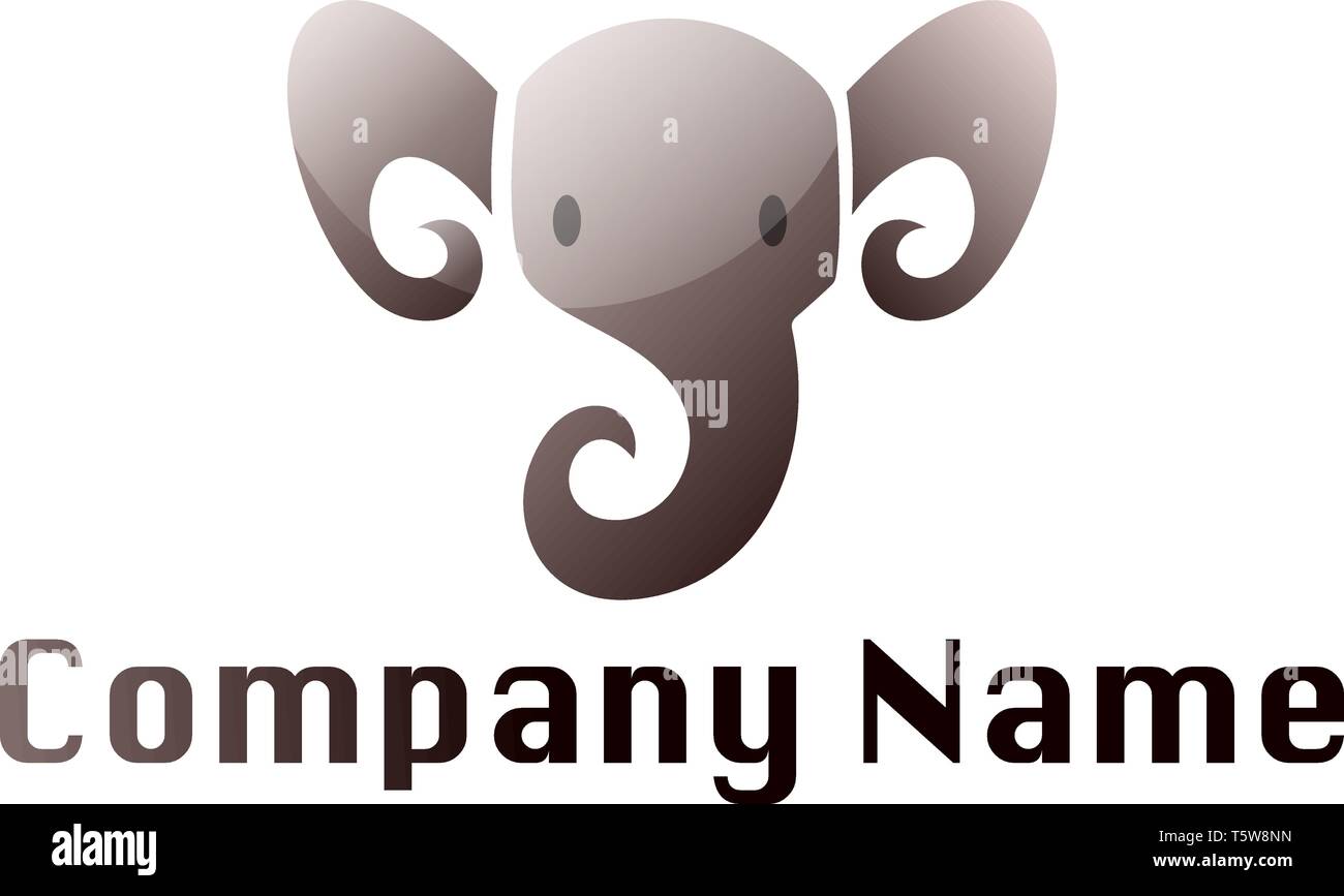 Grey elephant head modern logo vector illustration on a white ...